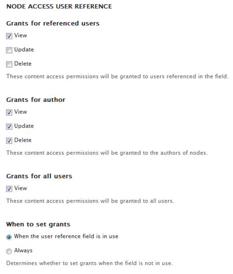 Node Access User Reference