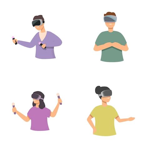 Premium Vector Set Of People Using Vr Headsets
