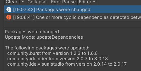 Cyclic Dependency Error In Test Project With Unity Issue Unity Technologies Unity