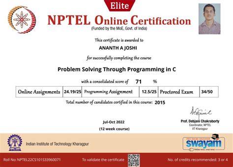 Ananth A Joshi On Linkedin Problemsolving Nptel Cprogramming