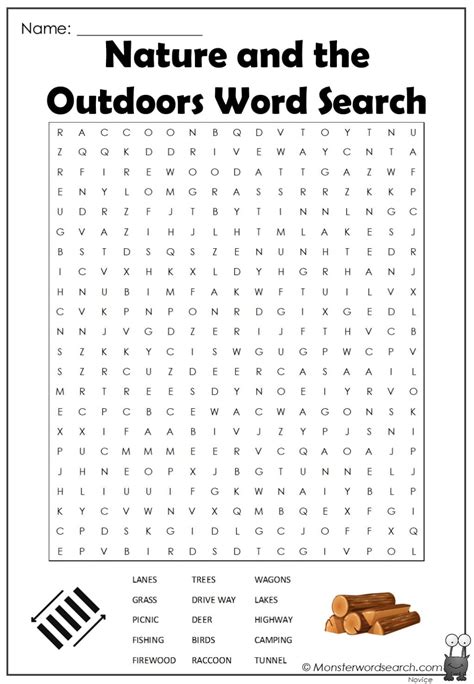 Nature And The Outdoors Word Search Monster Word Search