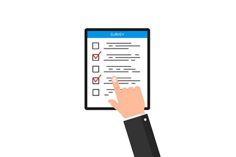 Online Survey Form Clicking Hand With Checklist Questionnaire List For