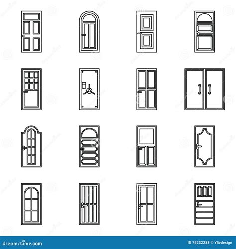 Door Icons Of Different Types Of Contruction Entrances Vector Illustration CartoonDealer Com