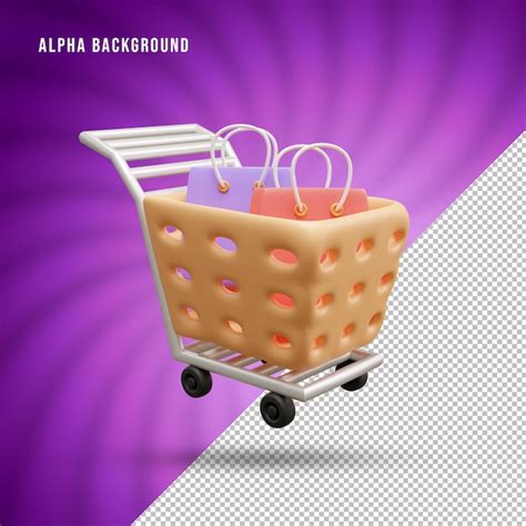 쇼핑 카트 3d 그림 아이콘 또는 3d 쇼핑 트롤리 아이콘 그림 프리미엄 Psd 파일