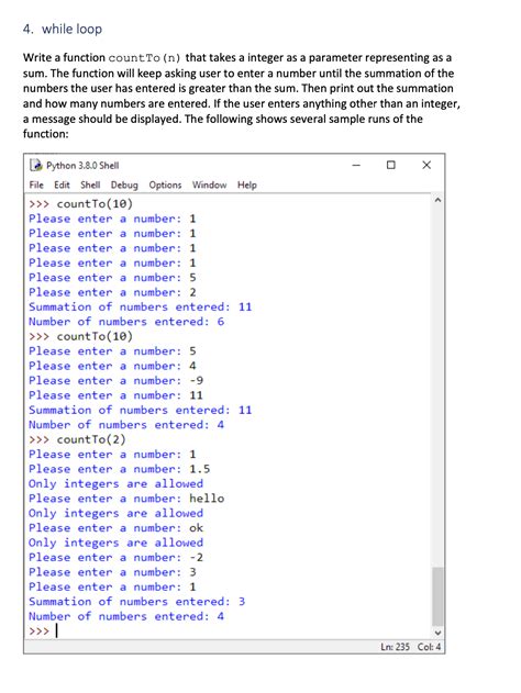 Solved While Loop Write A Function Countto N That Takes Chegg