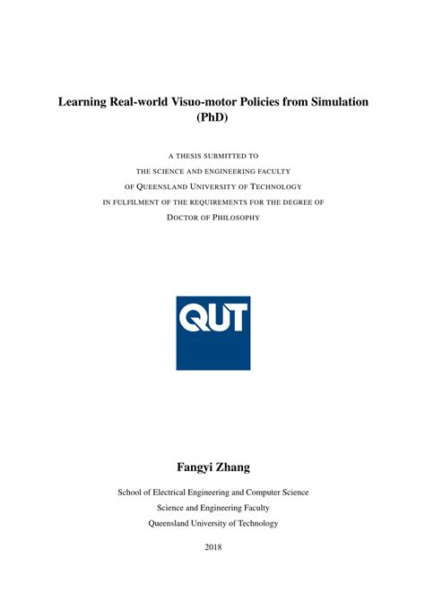 Pdf Learning Real World Visuo Motor Policies From Simulation Fangyi Zhang Phd Thesis