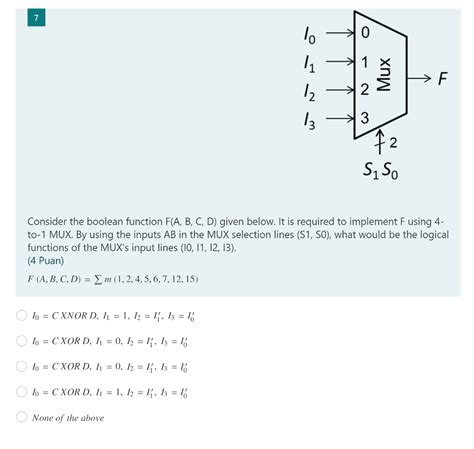 Solved 7 O 10 4 I Mux F 3 72 SĄ So Consider The Boolean