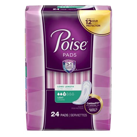 Poise Incontinence Pads Light Absorbency Long Length 96 Count 3 In