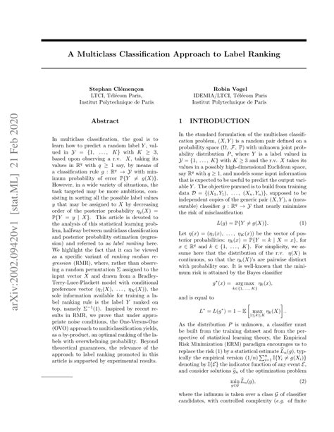 pdf a multiclass classification approach to label ranking