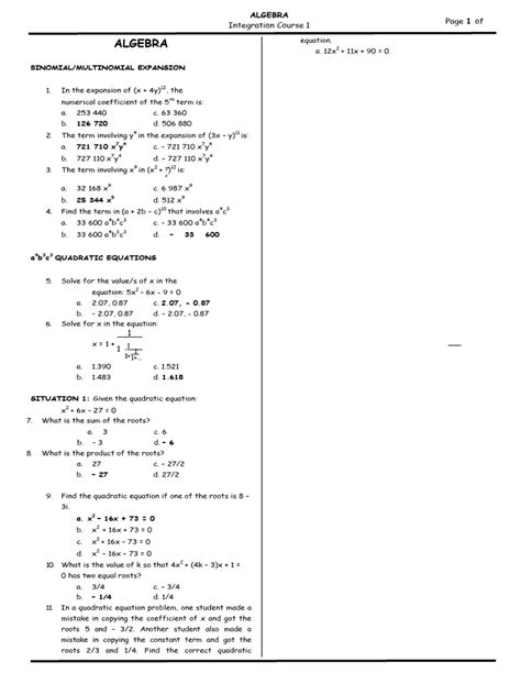 Algebra Print 1 Pdf Algebra Abstract Algebra