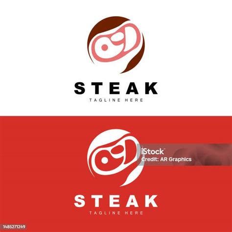 쇠고기 로고 고기 스테이크 벡터 그릴 요리 디자인 스테이크 레스토랑 브랜드 템플릿 아이콘 개념에 대한 스톡 벡터 아트 및 기타