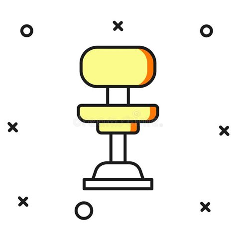 Filled Outline Office Chair Icon Isolated On White Background Flat Filled Outline Style With