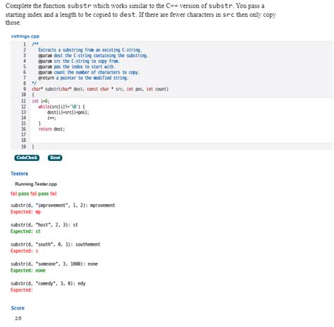 Solved Complete The Function Substr Which Works Similar To
