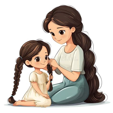 Mother Braiding Daughters Hair A Tender Moment Of Love And Care Stock