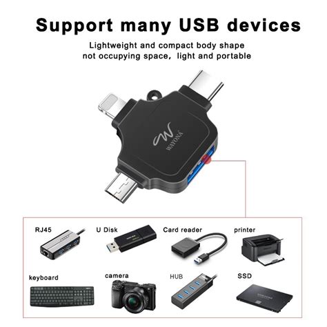 Wayona In Pendrive Otg Connector For Ios Above Four Ports Lightning Type C