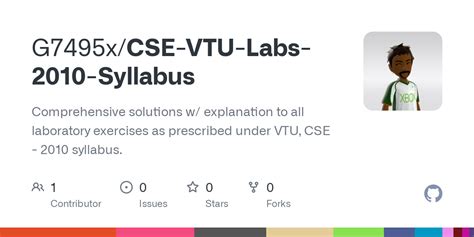 GitHub G7495x CSE VTU Labs 2010 Syllabus Comprehensive Solutions W Explanation To All