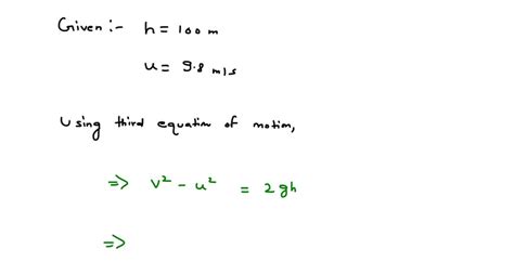 Solved A Body Is Projected Horizontally From The Top Of A Tower Of