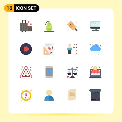 16 Universal Flat Colors Set For Web And Mobile Applications Multimedia Monitor Russia Graph