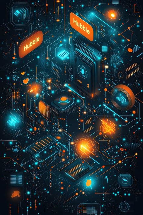 Futuristic Isometric Illustration Depicting Digital Circuits And Advanced Technology Stock Image