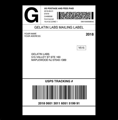 Shipping Label Gelatin Labs