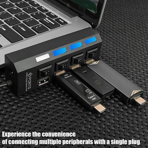 Ports High Speed USB Hub Multi Usb Adapter Splitter Multi Device Extender With LED