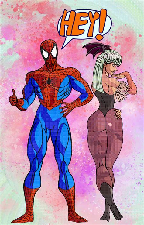 Spider Man And Morrigan Looking At You By Elijah1ofakind On Deviantart