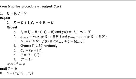 Pseudocode 2 Constructive Procedure Download Scientific Diagram