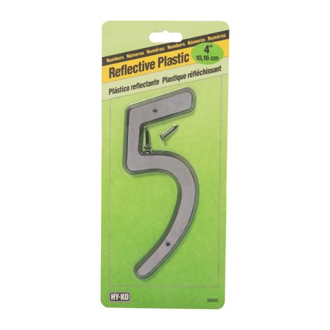 Hy Ko 4′ Reflective Plastic House Address Number 5 Includes Nails