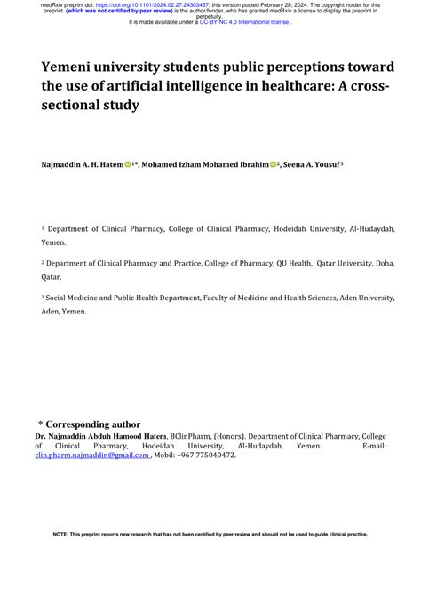 (PDF) Yemeni university students public perceptions toward the use of ...