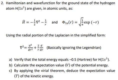 Physical Chemistry Potential Energy Expectation Value And Virial Theorem Chemistry Stack