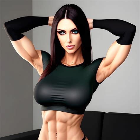 Full Body Girl Black Long Air Green Eyes Realistic Tight Shirt