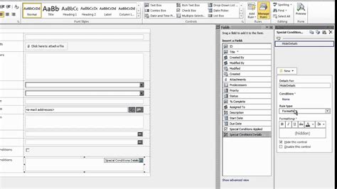 sharepoint and infopath 2010 conditionally hide form fields youtube