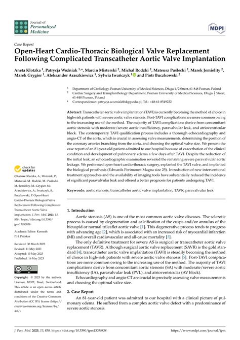 Pdf Open Heart Cardio Thoracic Biological Valve Replacement Following Complicated