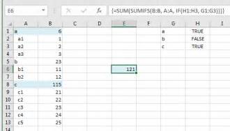 Excel Sum Rows If Another List Of Rows Has A Specific Value Lists Are Not Equal Size Stack