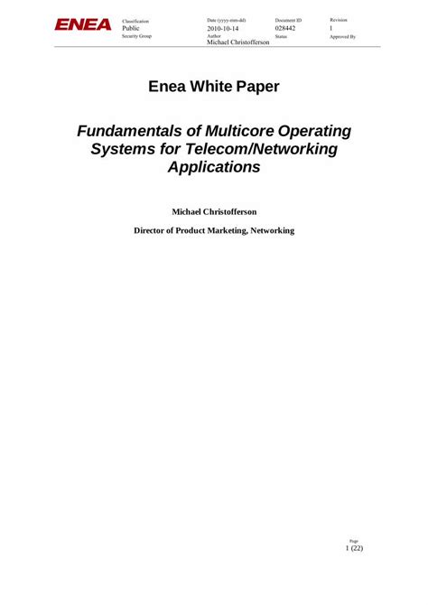 Pdf Fundamentals Of Multicore Operating Systems For Telecom