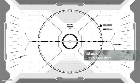 Vr Hud 인터페이스 크로스 헤어 사이버 펑크 화면 흑백 디자인 미래 공상 과학 가상 현실 보기 헤드 업 디스플레이 바이저 Gui Ui 디지털 기술 대시보드 패널 벡터