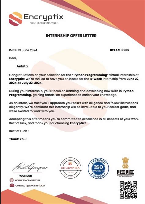 ankita on linkedin encryptix internship pythonprogramming
