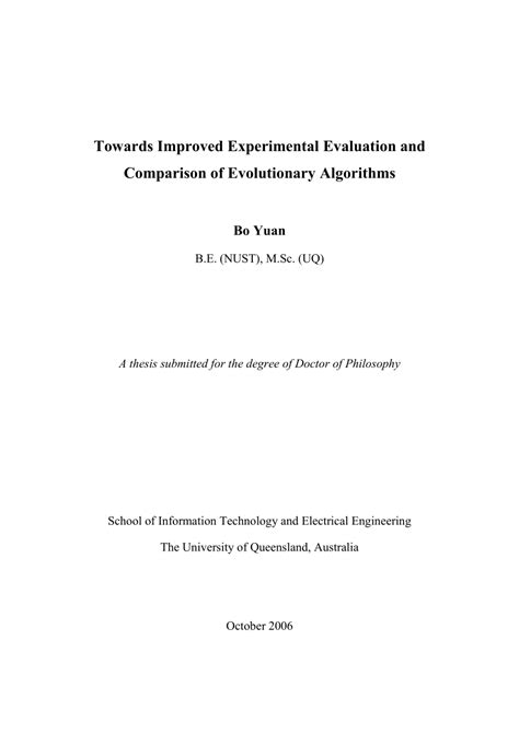 Pdf Towards Improved Experimental Evaluation And Comparison Of Evolutionary Algorithms