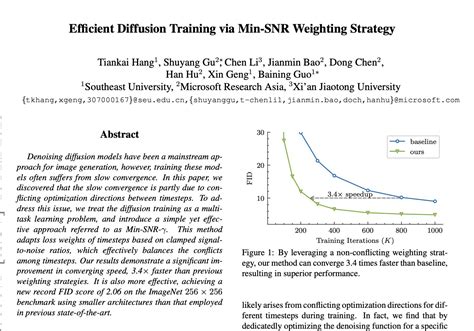 efficient diffusion training via min snr weighting strategy new