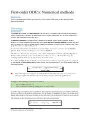 Solving First Order ODE S Numerical Methods Explained Course Hero