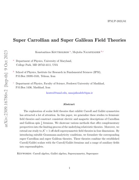 Pdf Super Carrollian And Super Galilean Field Theories
