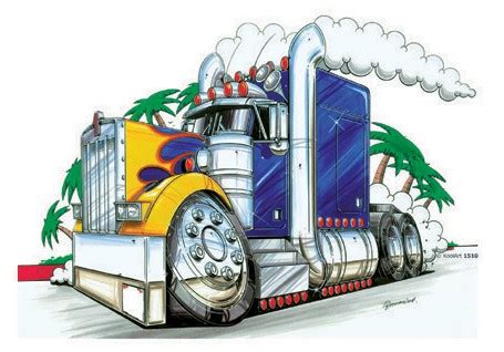 Semi Big Rig Kenworth W900 Hauler Cartoon T Shirt 4911 8510 Automotive