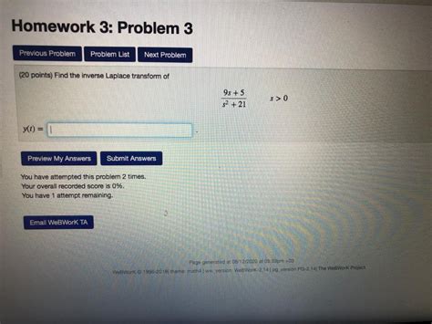 Solved Homework 3 Problem 3 Previous Problem Problem List