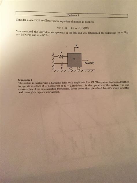 solved problem 2 consider a one dof oscillator whose