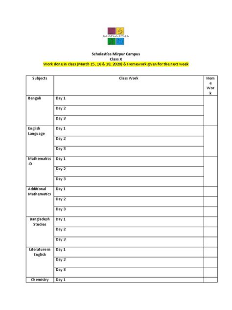 Classwork And Homework Format Pdf Physical Sciences Science