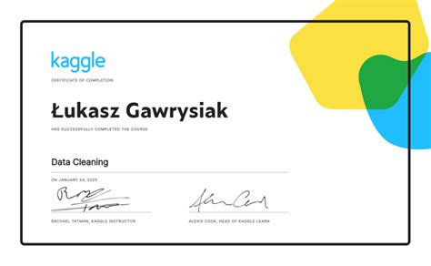 Lukasz Gawrysiak On Linkedin Łukasz Gawrysiak Completed The Data Cleaning Course On Kaggle
