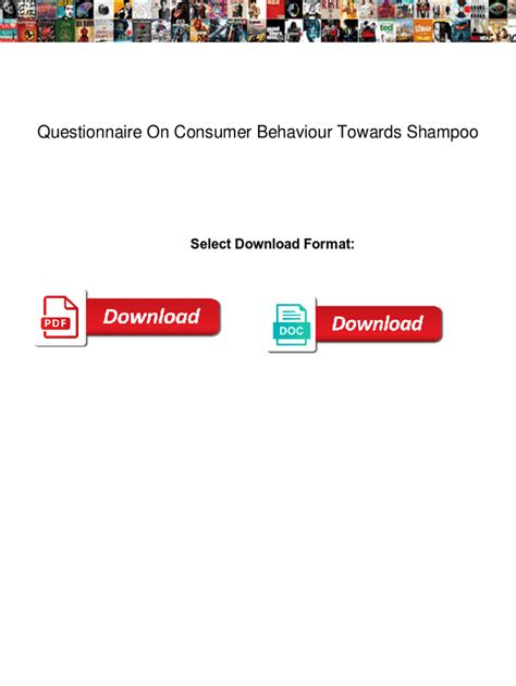 Fillable Online Questionnaire On Consumer Behaviour Towards Shampoo Questionnaire On Consumer