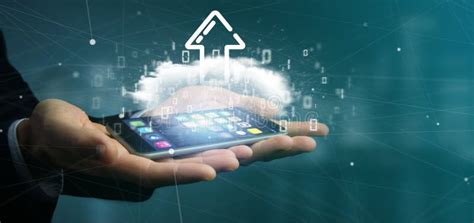 businessman holding a binary cloud with upload internet arrow 3d