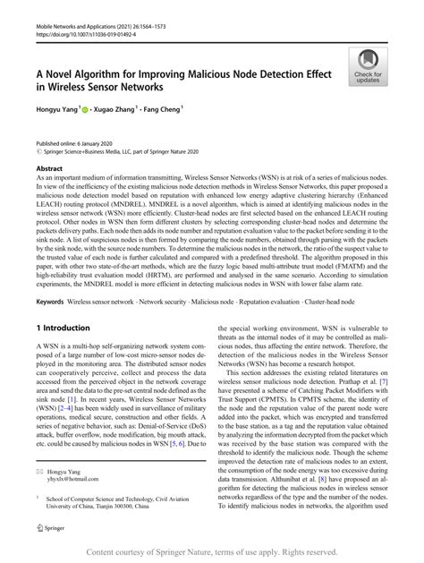 a novel algorithm for improving malicious node detection effect in
