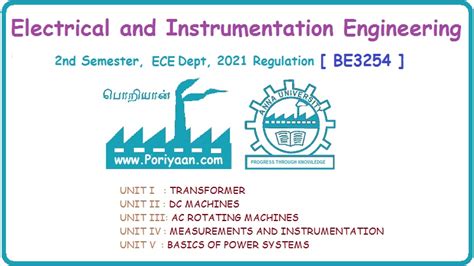 Electrical And Instrumentation Engineering Be3254 2nd Semester Ece Dept 2021 Regulation
